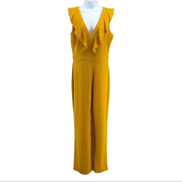 Bar III | Pants & Jumpsuits | Bar Iii Gold Yellow Sleeveless Ruffle ...